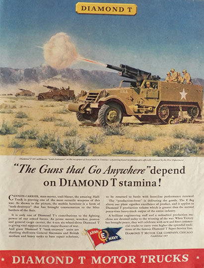 1943 Diamond T Military Truck Ad ~ Tank Destroyer, Vintage Truck & Bus Ads