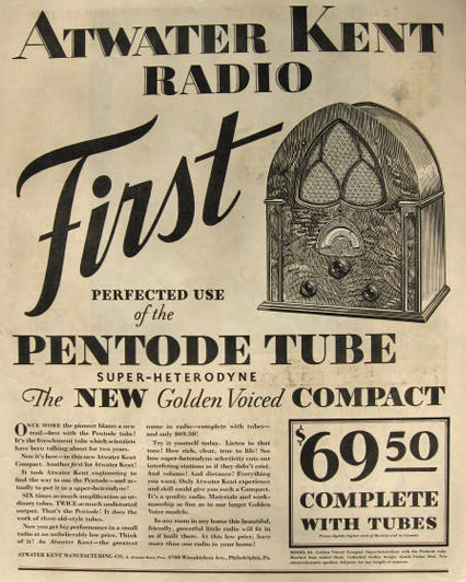 1931 Atwater Kent Golden Voiced Compact Radio Ad, Vintage Radio, Camera ...