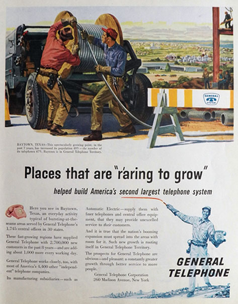 1958 General Telephone Ad ~ Baytown, Texas, Vintage Ads (Misc)