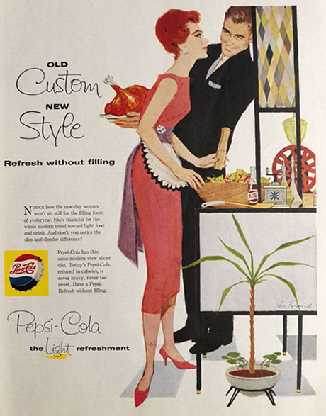 1958 Pepsi Cola Ad ~ Turkey Dinner, Vintage Soda & Beverage Ads