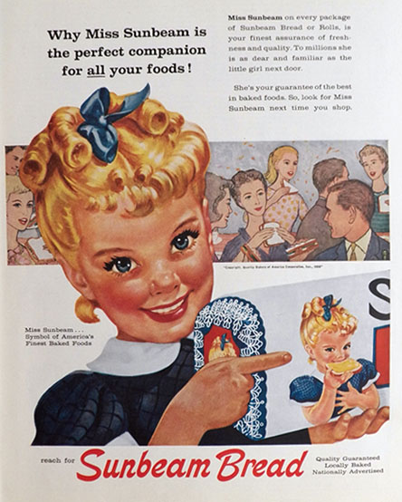 1958 Sunbeam Bread Ad ~ Miss Sunbeam, Vintage Food Ads (Other)