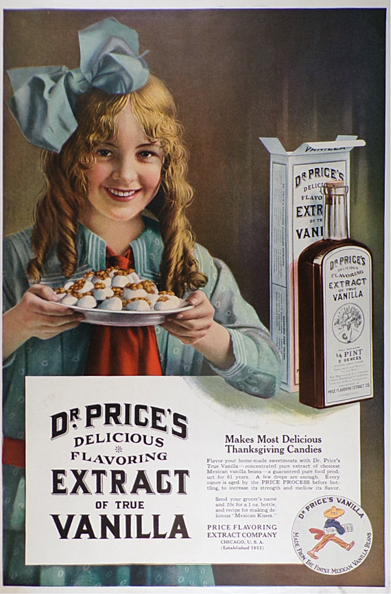 1914 Dr. Price's True Vanilla Extract Ad ~ Curly Haired Girl, Vintage ...