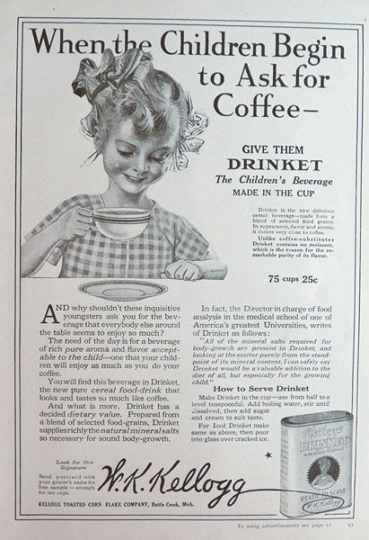 1916 Drinket Children's Beverage Ad ~ When Kids Ask for Coffee, Vintage ...