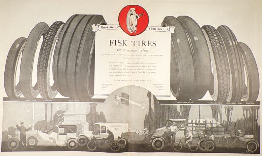 1918 Fisk Tires Ad ~ Peter Helck Art, Vintage Tire Ads