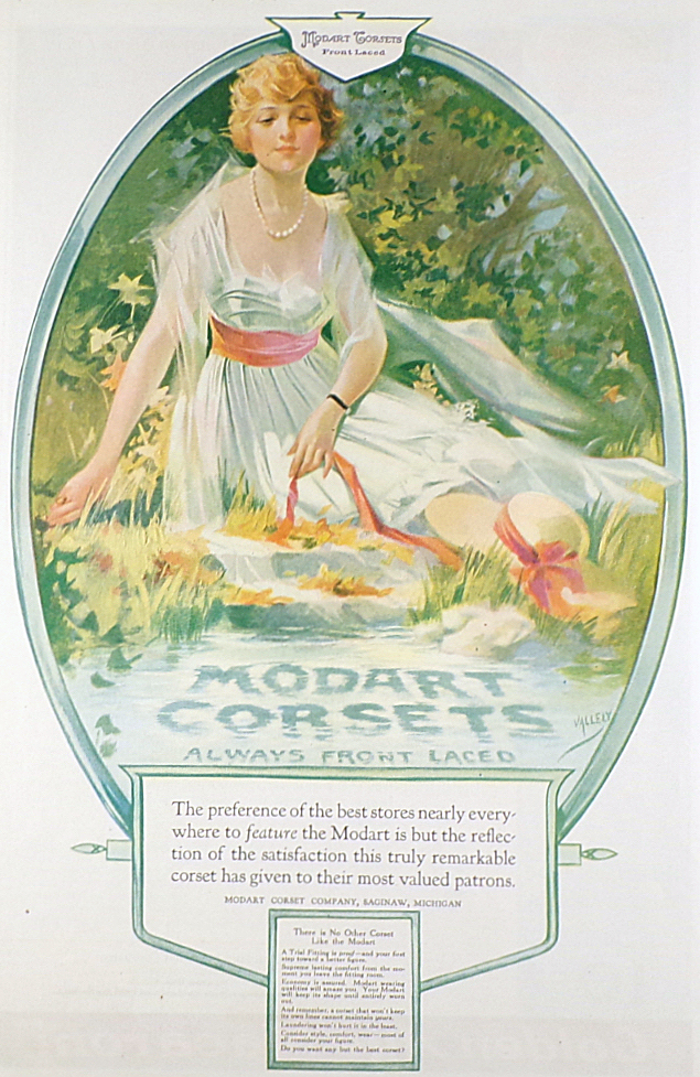 1919 Modart Front-Laced Corsets Ad ~ Henry Vallely, Vintage Clothing ...