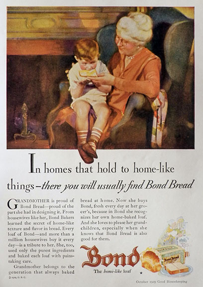 1929 Bond Bread Ad ~ Boy with Grandma, Vintage Food Ads (Other)
