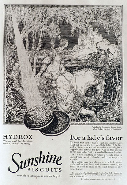 1927 Hydrox Cookies Ad ~ Henry Pitz Woodcut, Vintage Magazine Ads