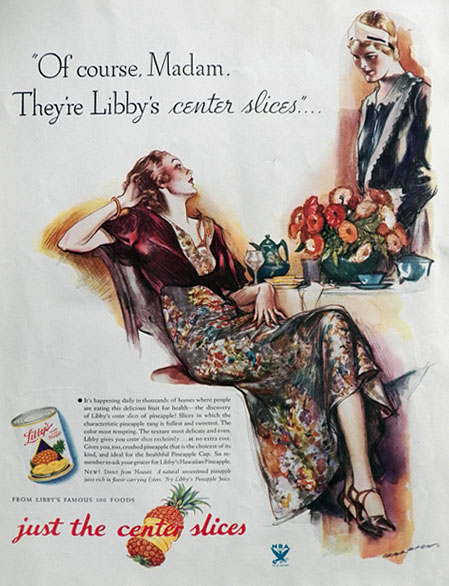 1933 Libby Pineapple Slices Ad ~ Henry Raleigh, Vintage Magazine Ads