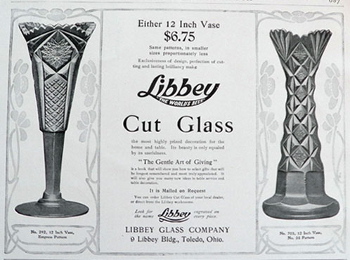 1905 Libbey Cut Glass Ad ~ Empress Pattern, Vintage Household Ads