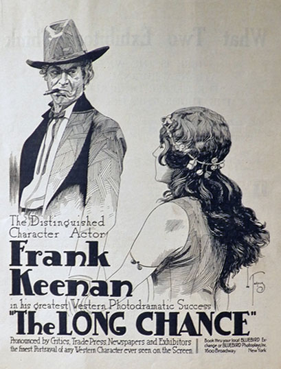 1915 Frank Keenan Movie Ad ~ The Long Chance ~ de Takacs Art, Vintage Movie Ads