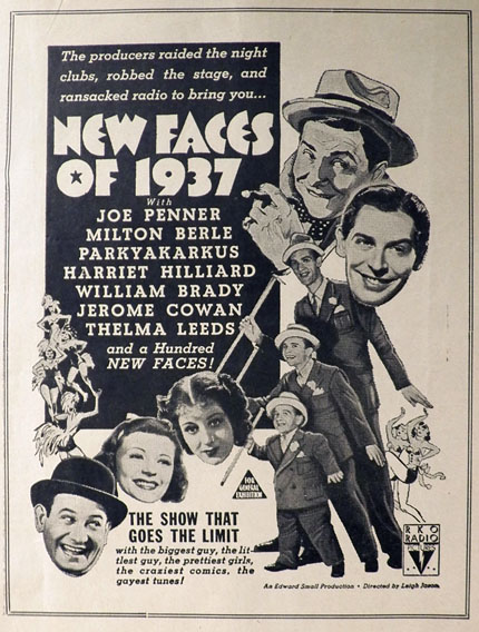 1937 Milton Berle, Joe Penner Movie Ad ~ New Faces of 1937, Vintage ...