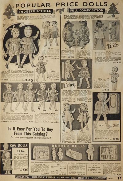 1934 Vintage Doll Ad ~ Dressed Dolls, Rubber, Composition, Vintage Toy ...