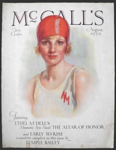 1929 McCall's Magazine Cover ~ Woman in Swim Cap, Vintage Magazine Covers
