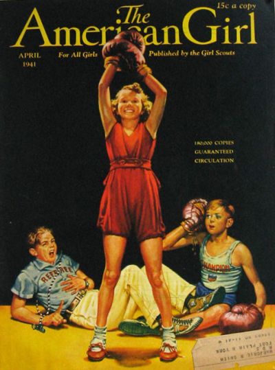 1941 American Girl Magazine Cover ~ Girl Boxer, Vintage Magazine Covers