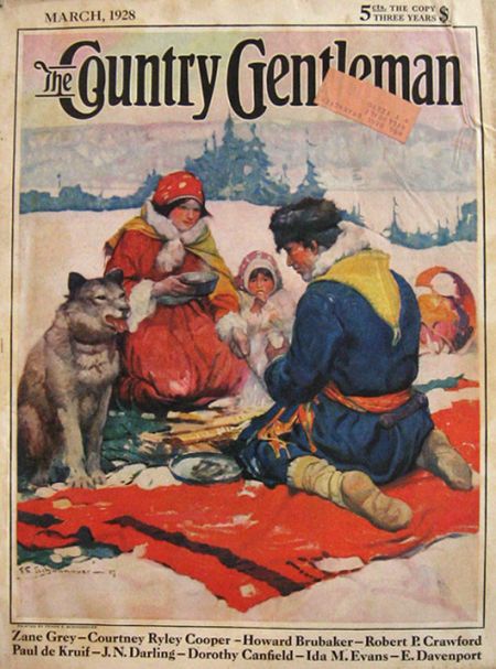1928 Country Gentleman Cover ~ Eskimo Family, Vintage Magazine Covers