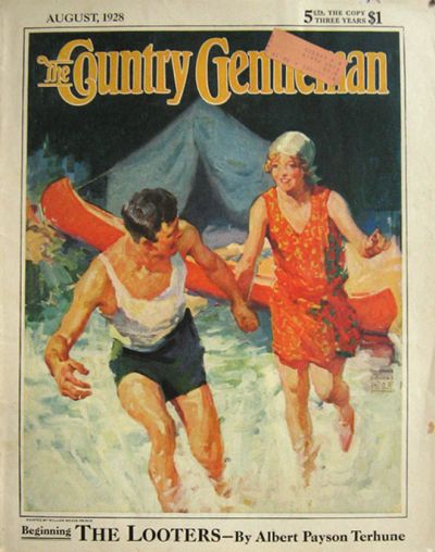 1928 Country Gentleman Cover ~ Canoe Couple, Vintage Magazine Covers