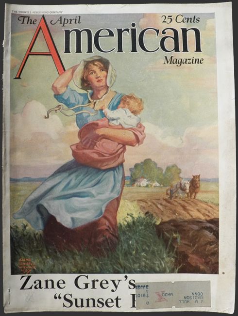 1928 The American Magazine Cover ~ Farm Woman with Baby, Vintage ...