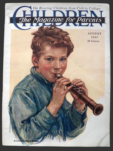 1927 Children Magazine Cover ~ Boy Plays Clarinet, Vintage Magazine Covers