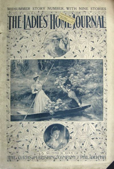 1898 Ladies' Home Journal Cover ~ Victorian Women Pick Flowers in Boat ...