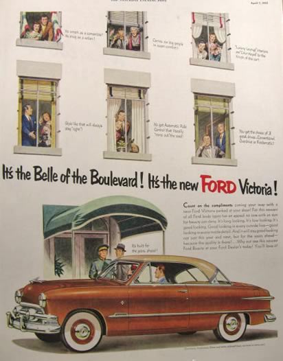 1951 Ford Victoria Ad ~ Belle of the Boulevard, Vintage Ford Ads