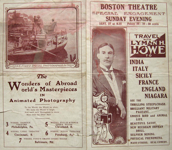1908 Lyman H. Howe Travel Films ~ Movie Flyer, Vintage Movie Ads