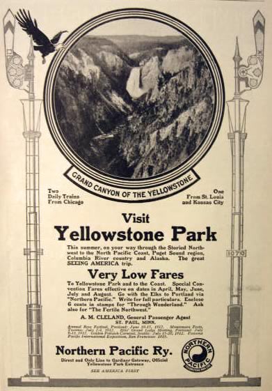 1912 Northern Pacific Railroad Ad ~ Visit Yellowstone, Vintage Plane ...