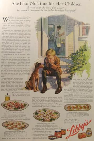 1920 Libby's Packaged Meats Ad ~ Sad Young Boy with Dog, Vintage Food ...