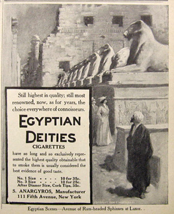 1907 Egyptian Deities Cigarettes Ad ~ Luxor Ram Headed Sphinxes ...