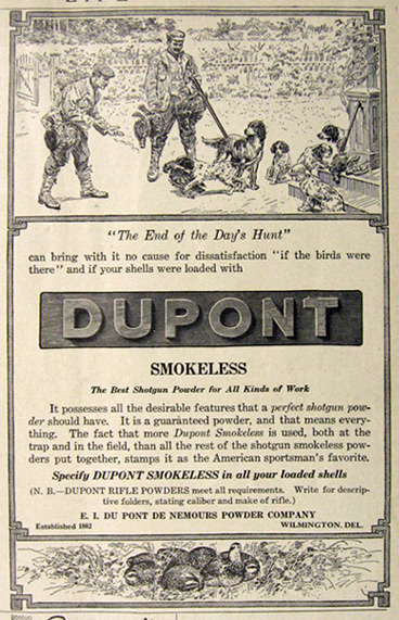 1907 Dupont Smokeless Shotgun Powder Ad, Vintage Gun, Rifle, Hunting Ads
