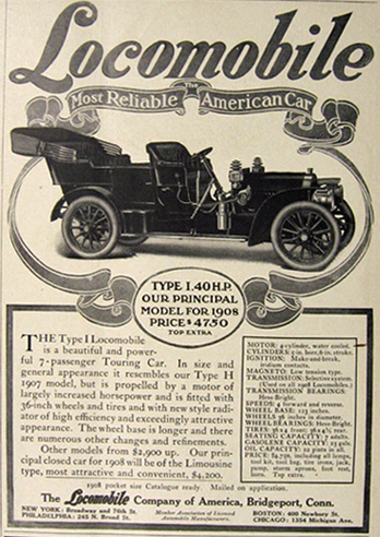 1907 Locomobile Type I Ad, Vintage Car Ads