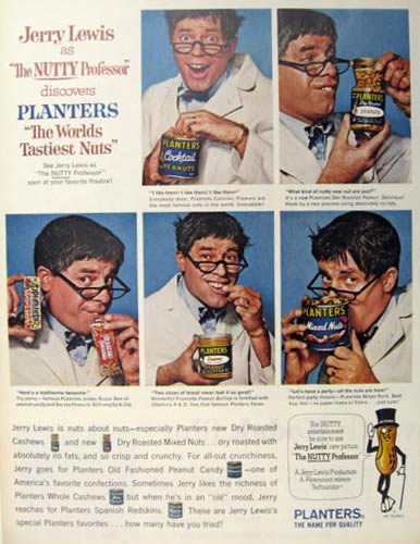 1963 Planters Peanuts Ad ~ Jerry Lewis Nutty Professor, Vintage ...