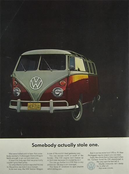 1964 Volkswagen Bus Ad ~ Somebody Stole One, Classic Vintage Volkswagen ...