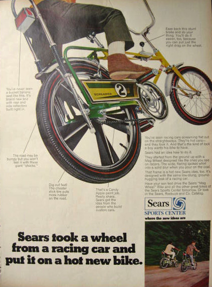1969 Sears Screamer 2 Mag Wheel Vintage Bicycle Ad, Vintage Bicycle Ads