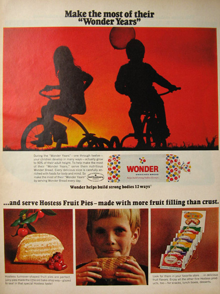 1968 Wonder Bread & Hostess Fruit Pies Ad, Vintage Food Ads (Other)