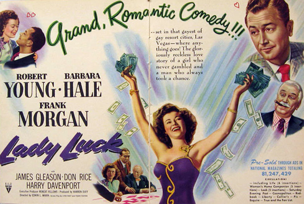 Lady Luck Robert Young 1946 Vintage Movie Ad, Vintage Movie Ads