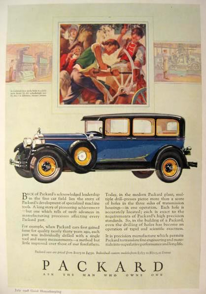 1928 Packard Auto Ad ~ Wheelwright, Felly, Vintage Magazine Ads