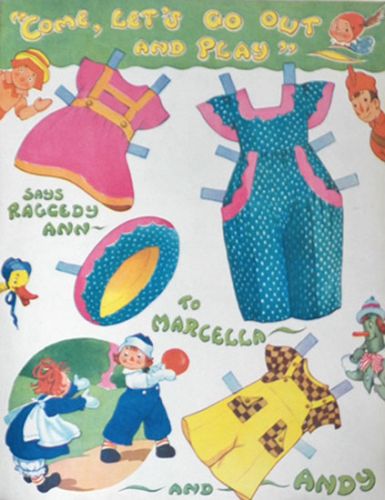 1944 Raggedy Ann & Andy Paper Dolls ~ Original, Uncut ~ Saalfield ...