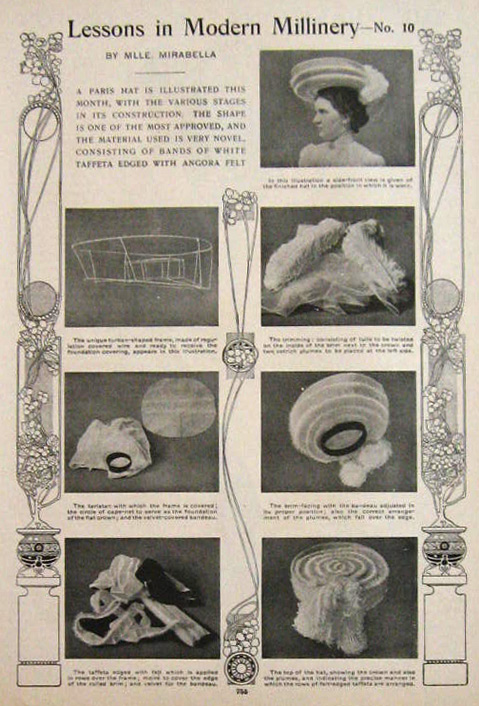1902 How to Make a Hat ~ Modern Millinery Lesson, Magazine Articles ...